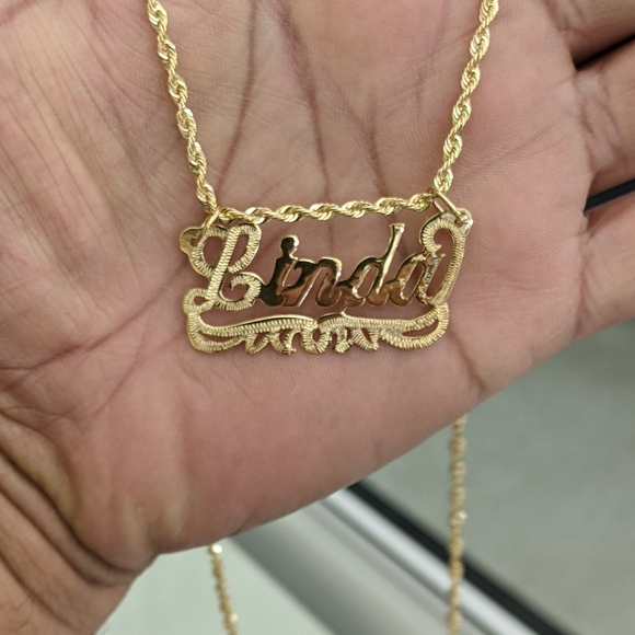 Unbrand | Jewelry | Kt Real Gold Custom Name Plate | Poshmark